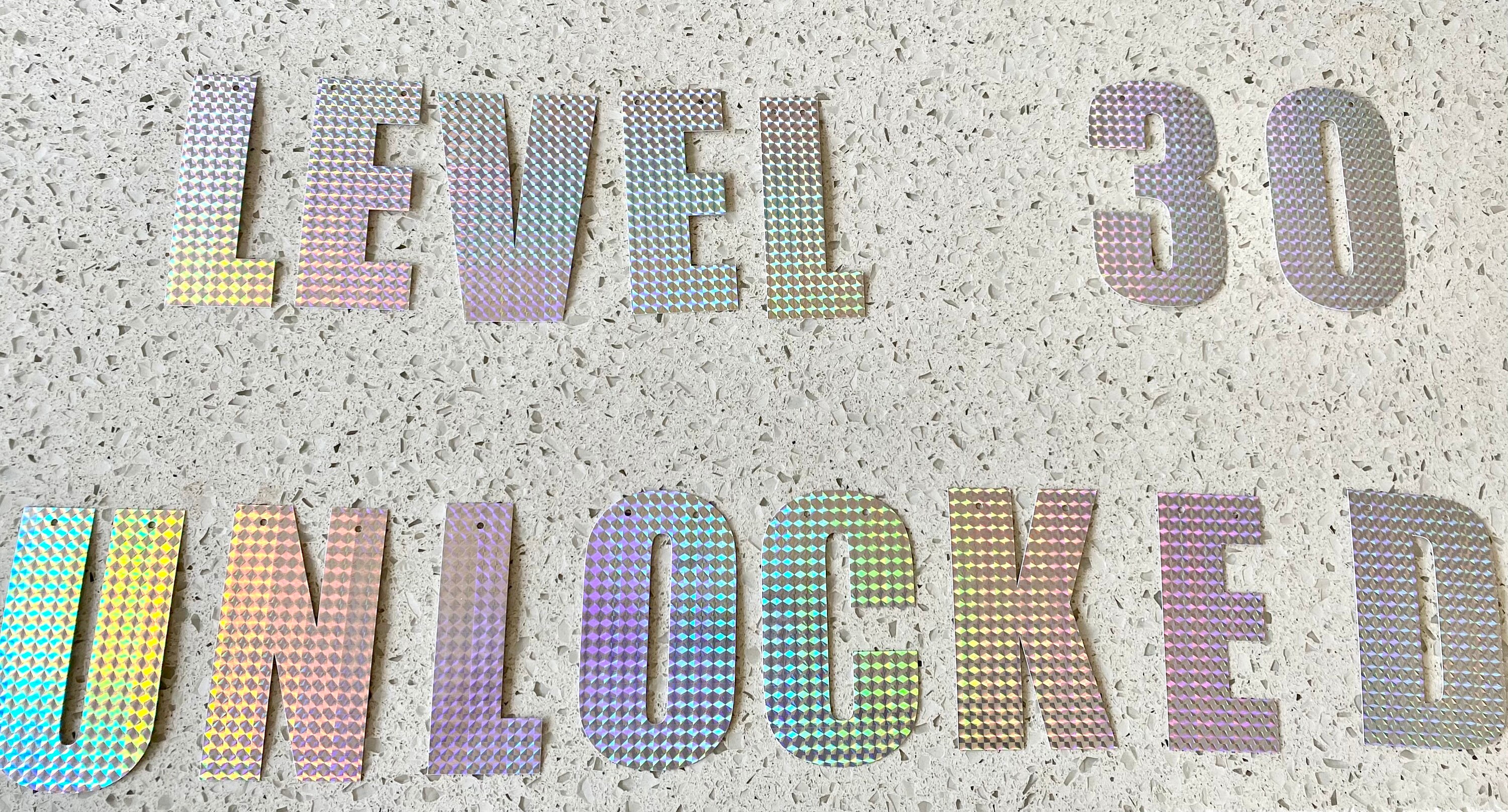 Level 30 Unlocked Game Theme Birthday Holographic and Glitter ...