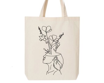 Tote Bag With Line Art - Etsy