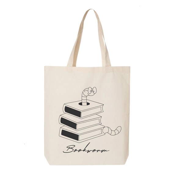 Bookworm Tote Bag Reading Bag Book Tote Library Bag | Etsy