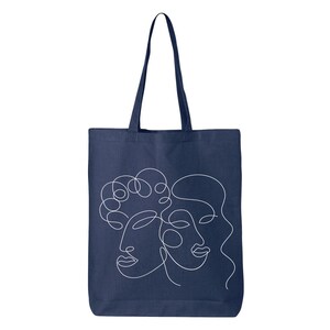 One Line Face Tote Bag Shoulder Bag One Line Drawing Tote - Etsy