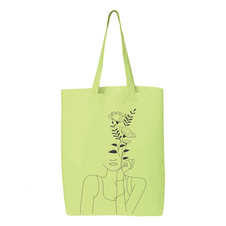 One Line Drawing Flowers Tote Bag Shoulder Bag Shopping | Etsy