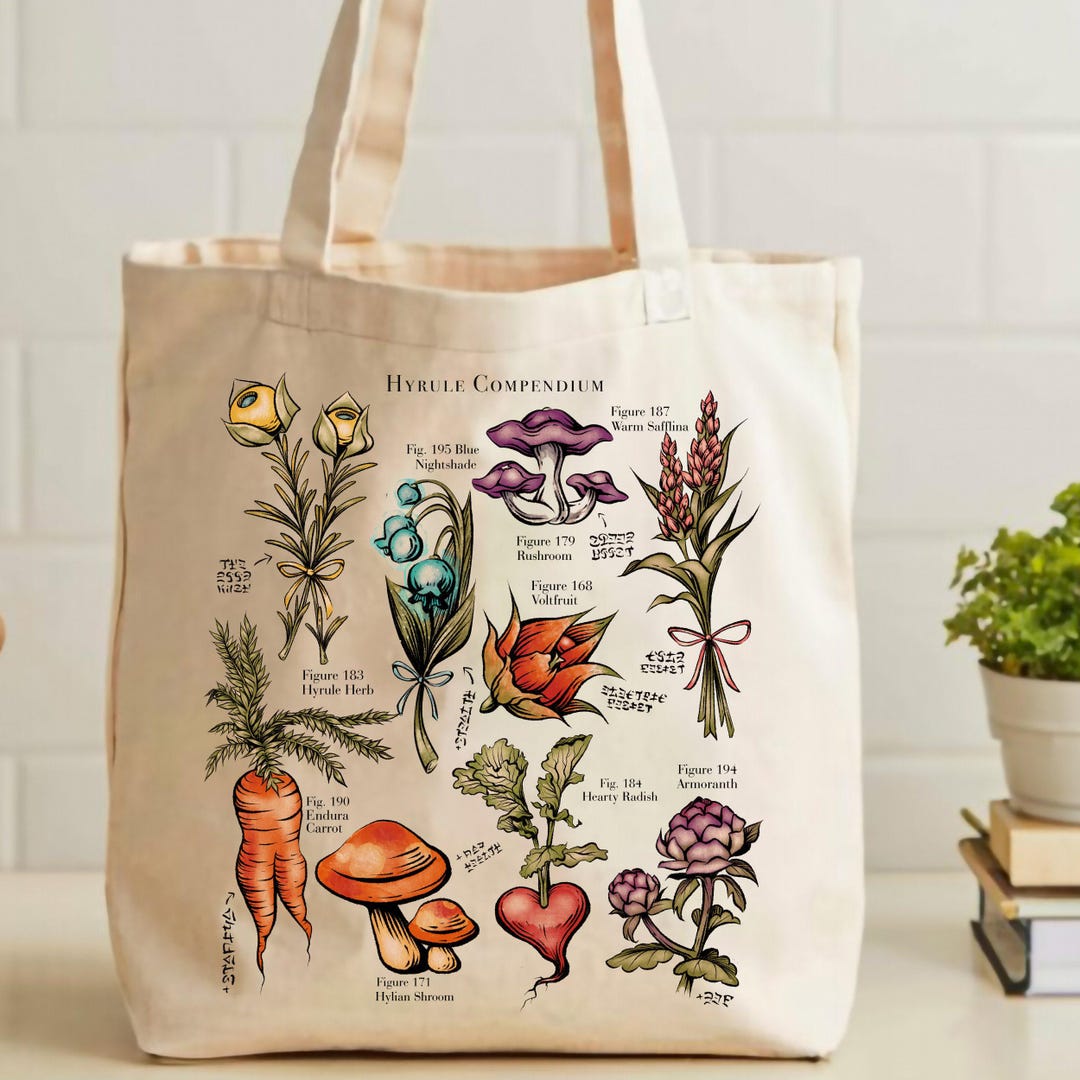 Hyrule Flora Tote Bag, Gift for Plant Lover, Breath of the Wild Hylia ...