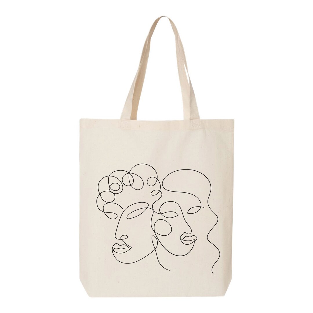 One Line Face Tote Bag Shoulder Bag One Line Drawing Tote - Etsy