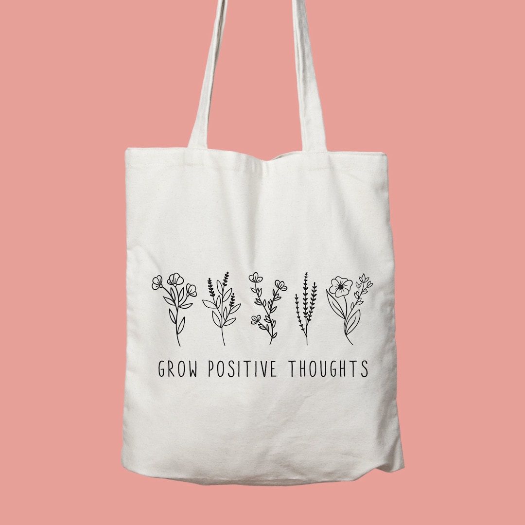 Grow Positive Thoughts Shoulder Bag Cotton Tote Bag Gift - Etsy 日本