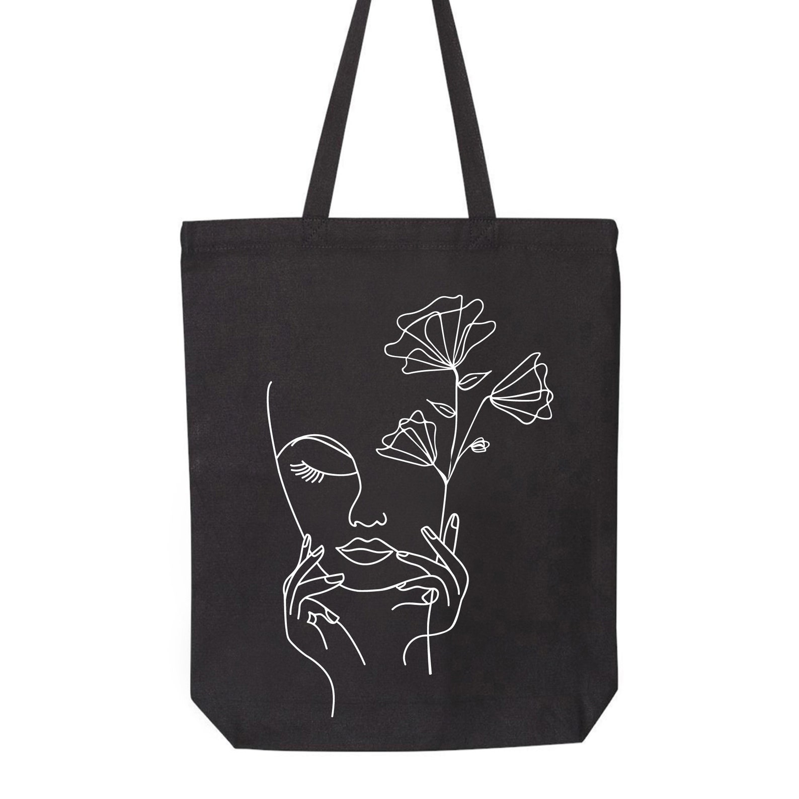 One Line Face Tote Bag Shoulder Bag One Line Drawing Tote | Etsy