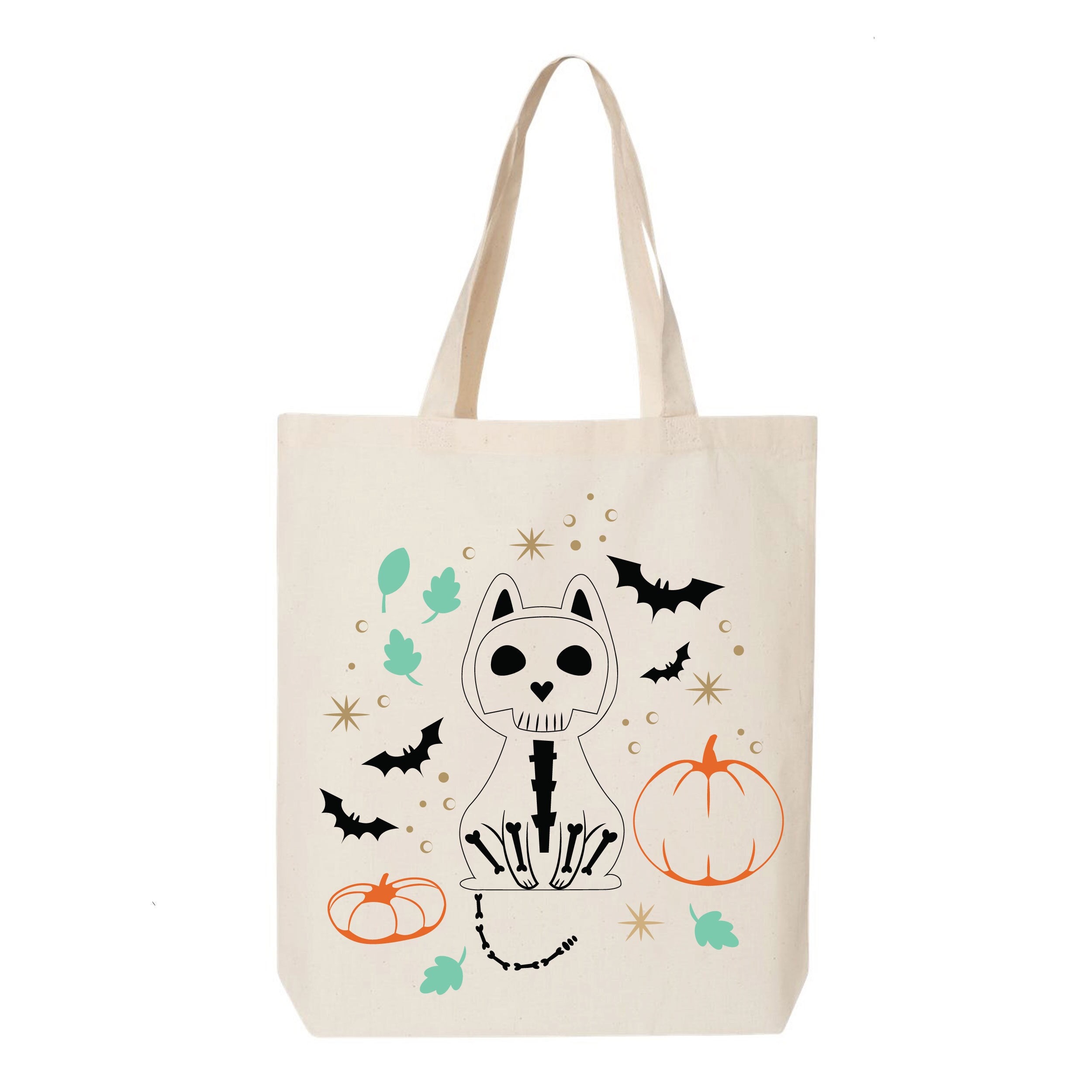 Skeleton Cat Tote Bag Pumpkin Friendly Bag Shoulder Bag | Etsy