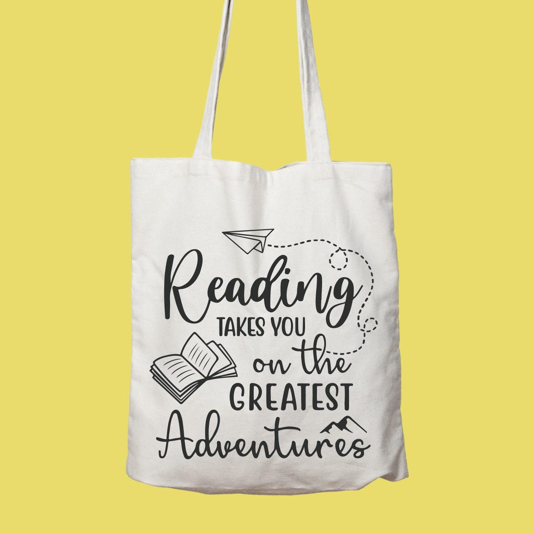 Book Tote Bag Canvas Carryall: Reading Adventure Print - Heavy Cotton ...