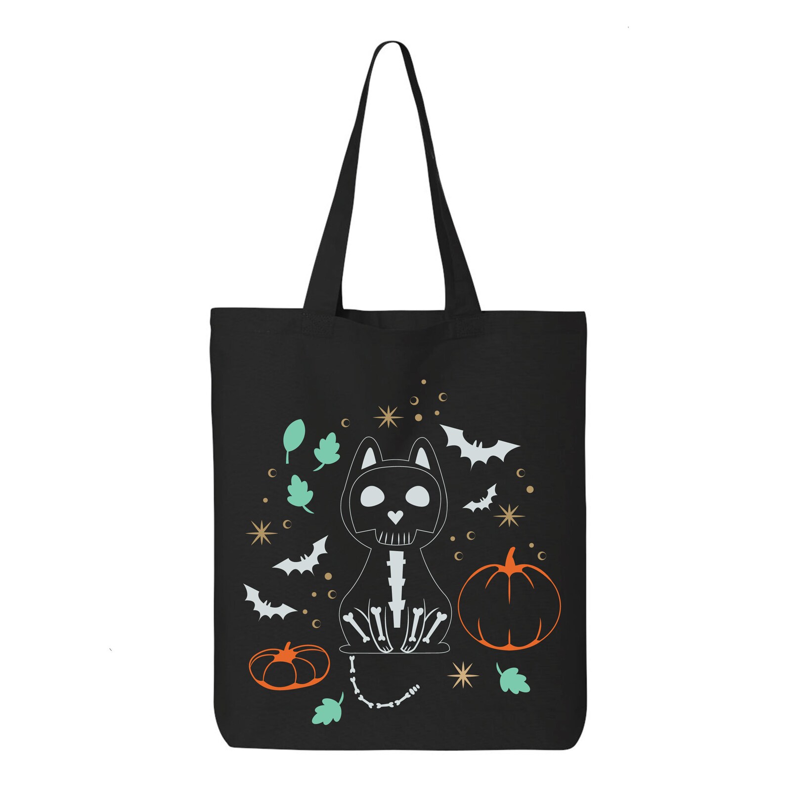 Skeleton Cat Tote Bag Pumpkin Friendly Bag Shoulder Bag - Etsy