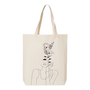 One Line Drawing Flowers Tote Bag Shoulder Bag Shopping - Etsy