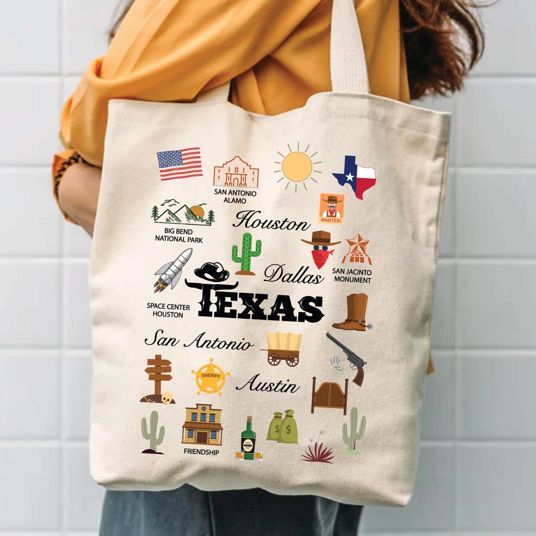 Texas Canvas Tote Bag: Lone Star State, Western Souvenir - Etsy