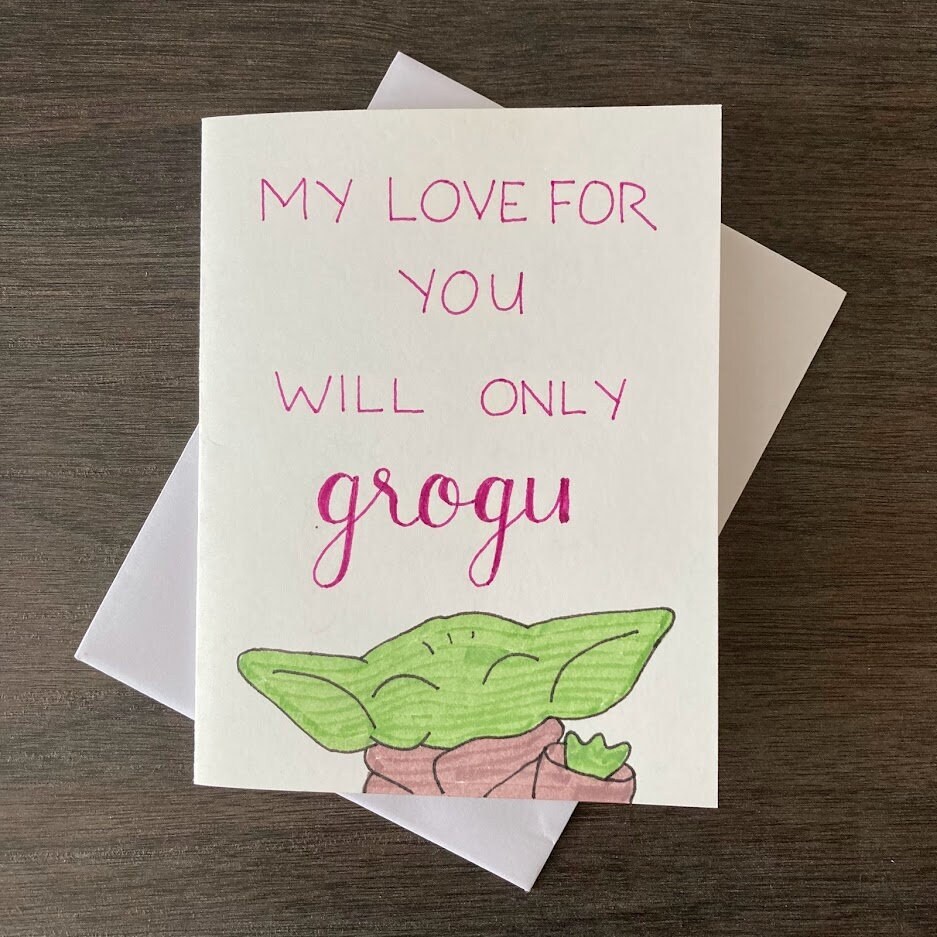 Grogu Valentine's Card My Love for You Will Only Grogu - Etsy