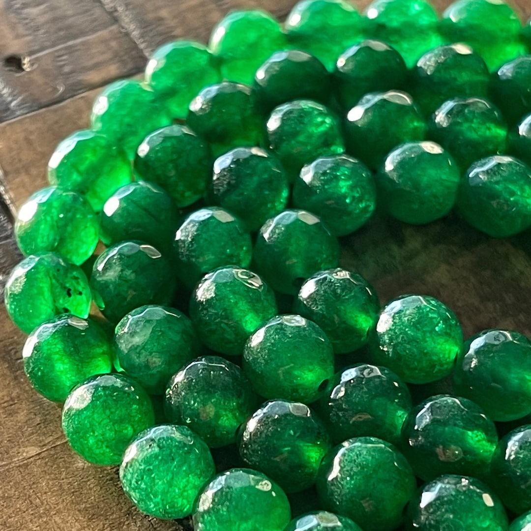 Faceted Emerald Green Malaysian Jade Bead Strand - 6mm - 8mm - Etsy