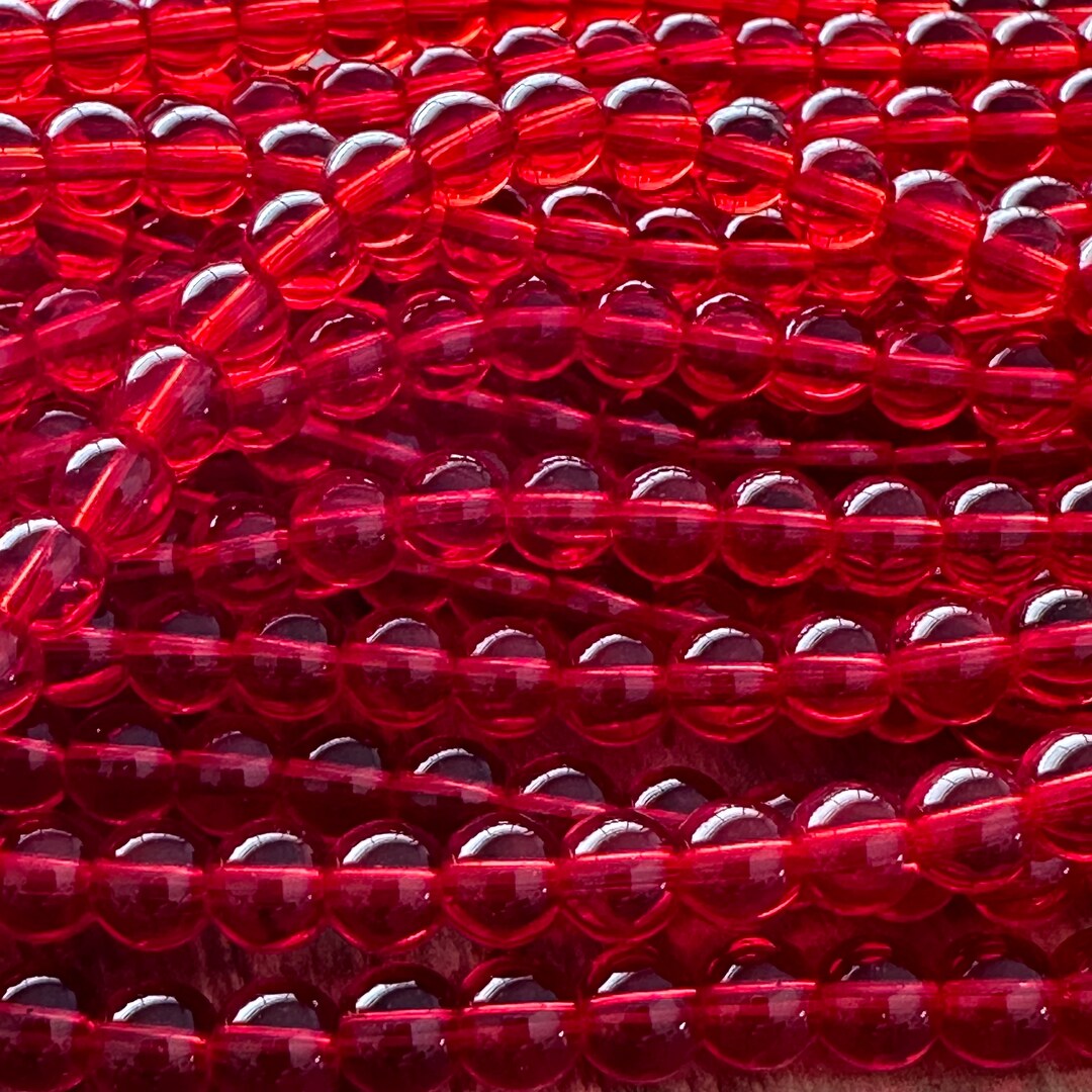 6mm Red Clear Glass Round Bead Strands Excellent Quality and - Etsy
