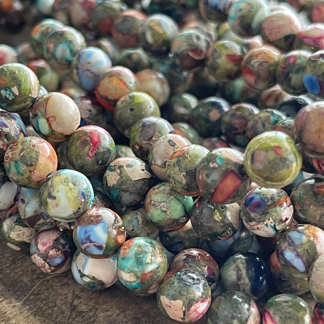 8mm Mardi Gras Imperial Jasper Bead Strand - Etsy
