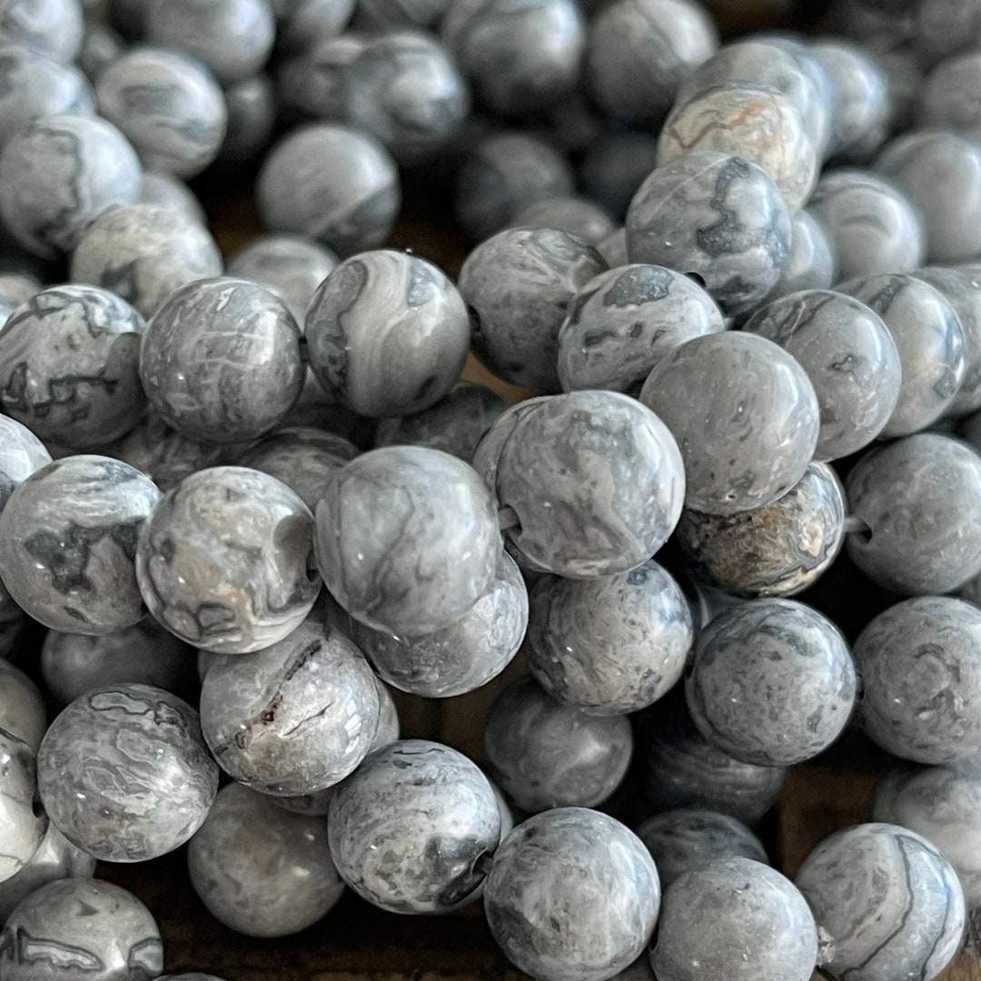 8mm Gray Picasso Jasper Bead Strands - Map Stone - Etsy