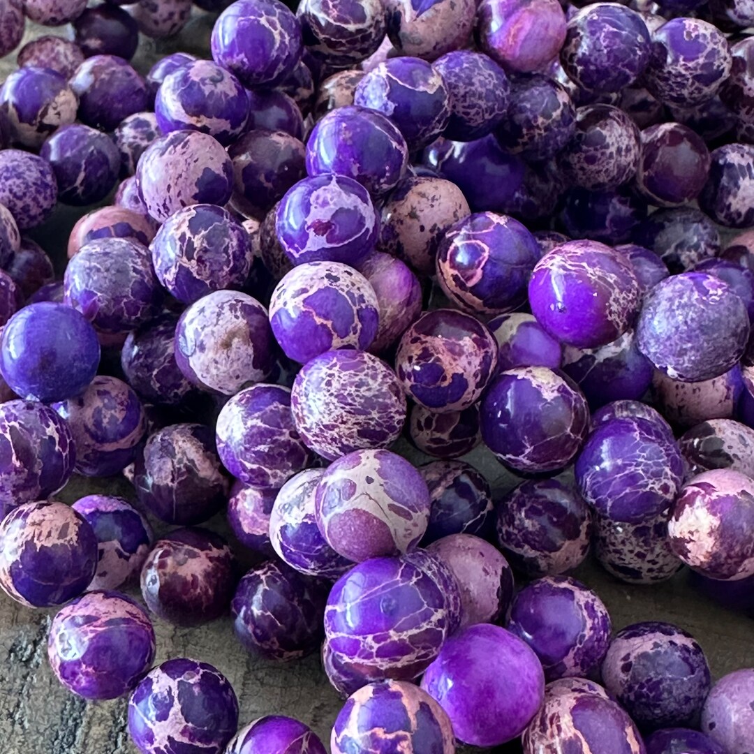 8mm Purple Imperial Jasper Bead Strand - Sea Sediment Jasper - Etsy