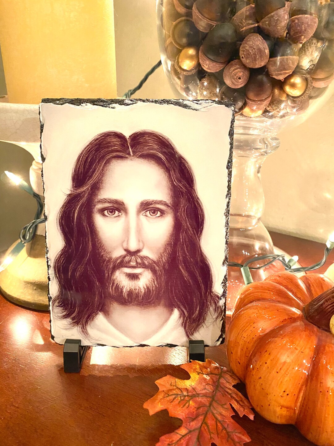 Jesus/ Face of Jesus Print on Slate 5.5x7//signed Original Art - Etsy