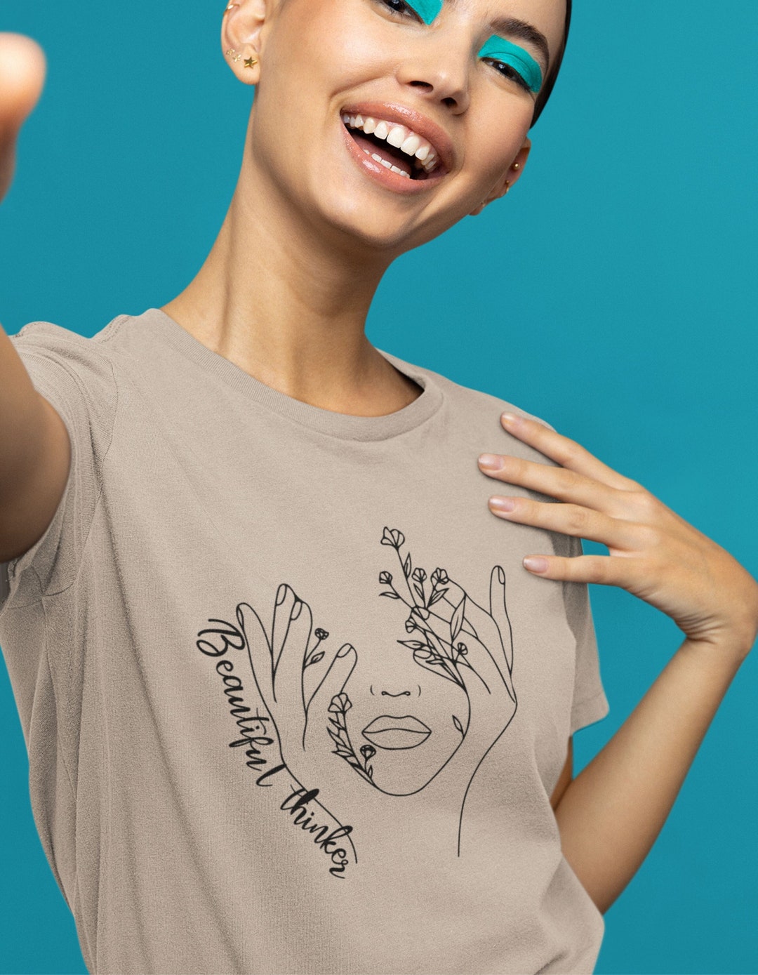 Beautiful Thinker Tee Line Art Thinking Woman Mindfulness Independent ...