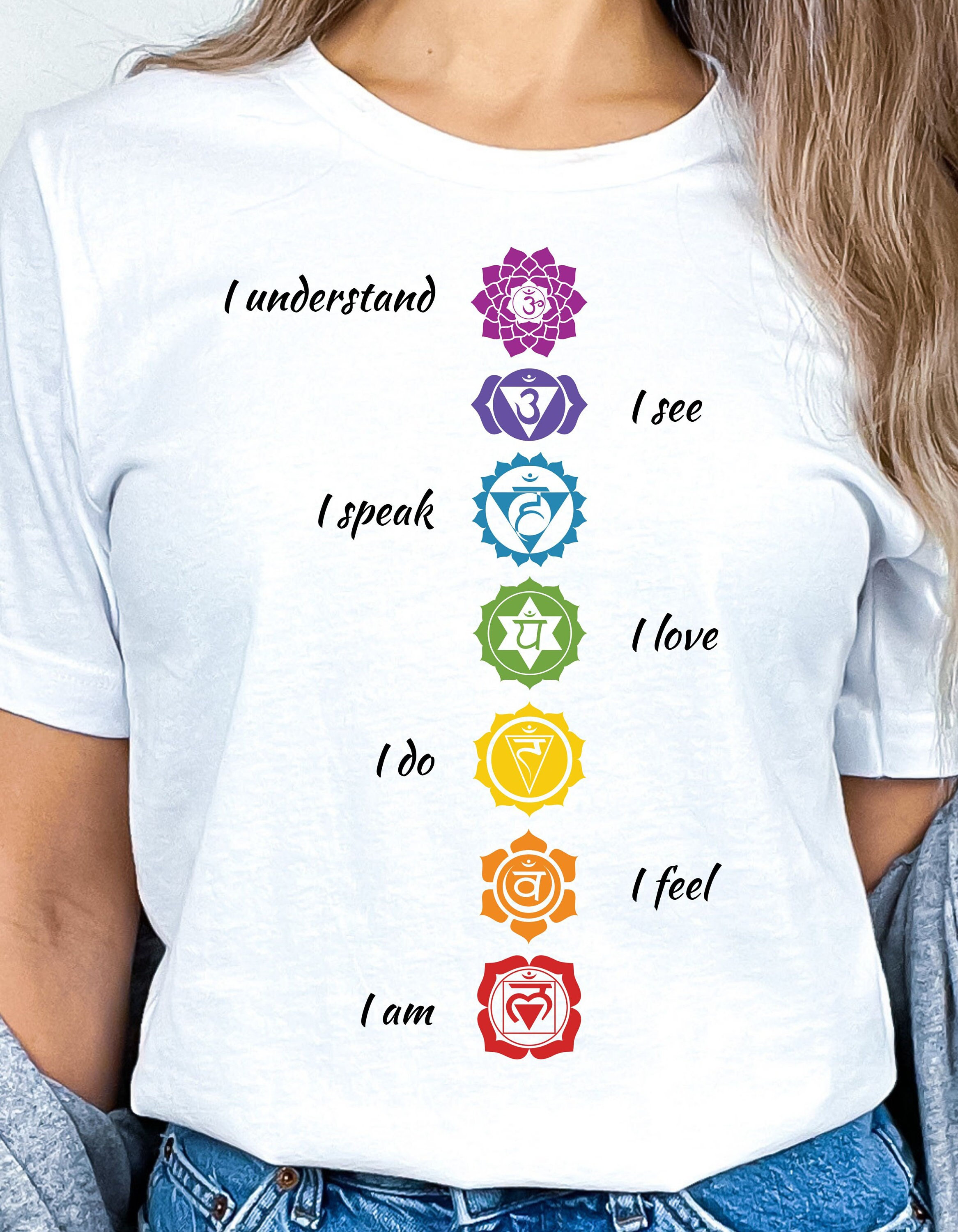 Chakras Tshirt Chakras Tee Chakra Symbols Namaste Aligned Yoga Tee Zen ...