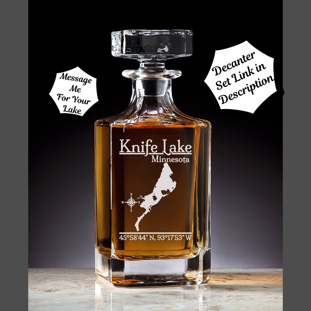 Knife Lake Minnesota Whiskey Decanter | Laser Engraved Glass Barware - Etsy