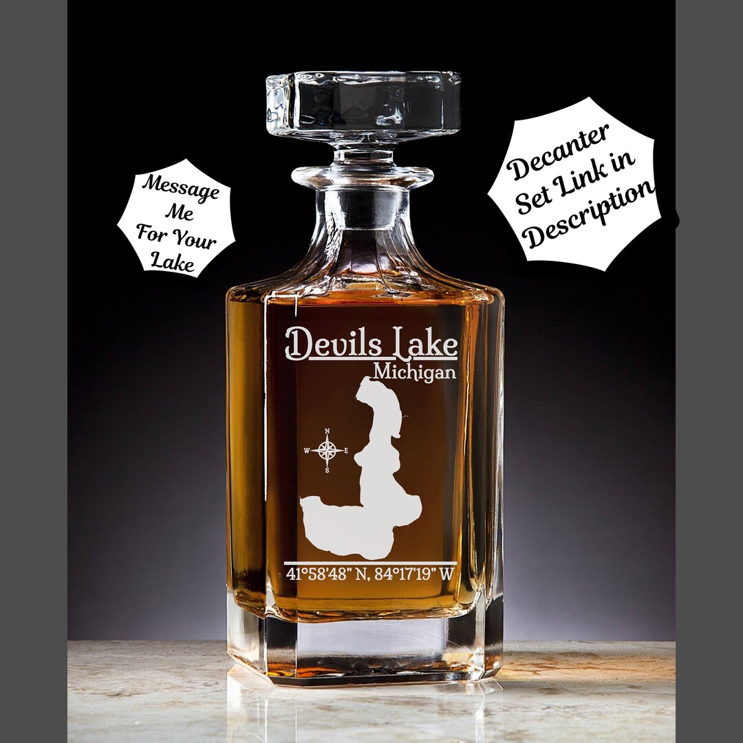 Devils Lake | Michigan | Decanter | Barware | Lake Life Gift | Whiskey ...