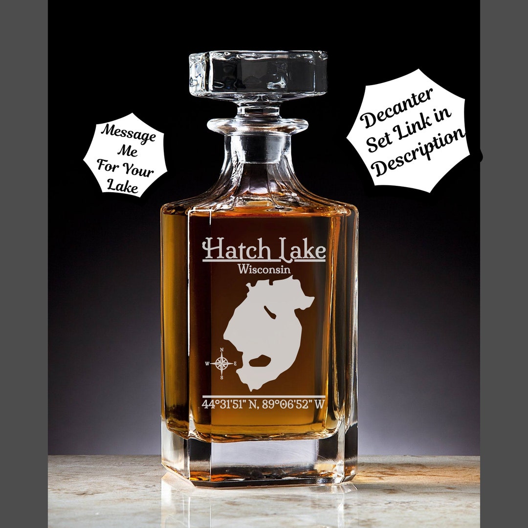 Hatch Lake Wisconsin Whiskey Decanter Personalized Barware Bourbon ...