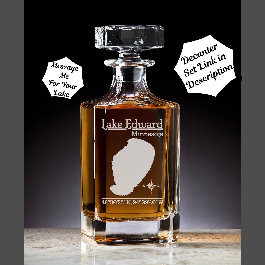 Lake Edward Minnesota Whiskey Decanter | Laser Engraved Glass Barware ...