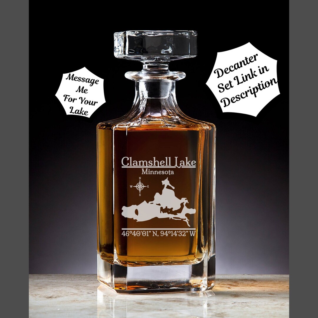 Clamshell Lake Minnesota Whiskey Decanter | Laser Engraved Glass ...