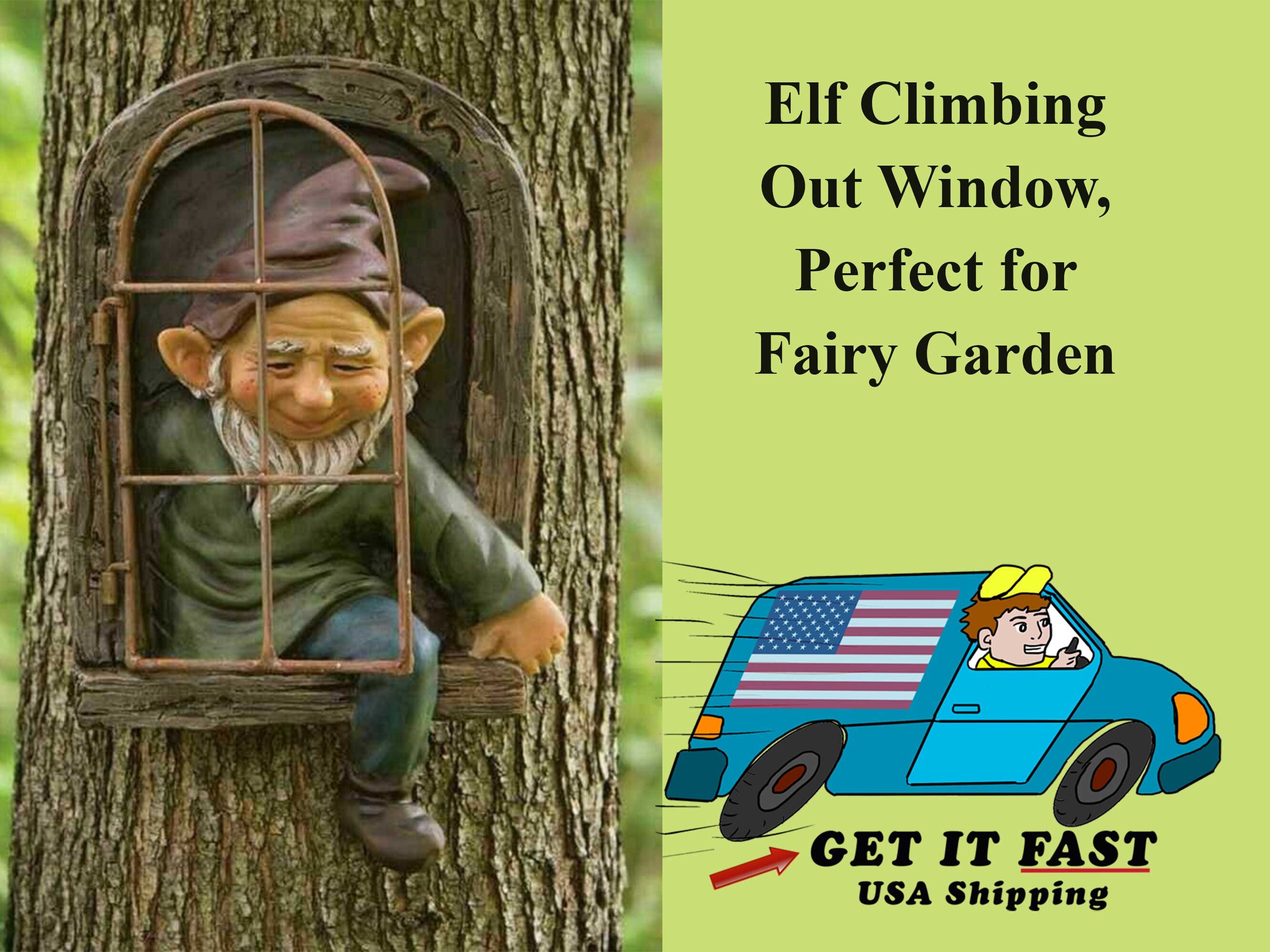 Elf Out the Window Garden Gnome Outdoor Tree Hugger Peeker - Etsy