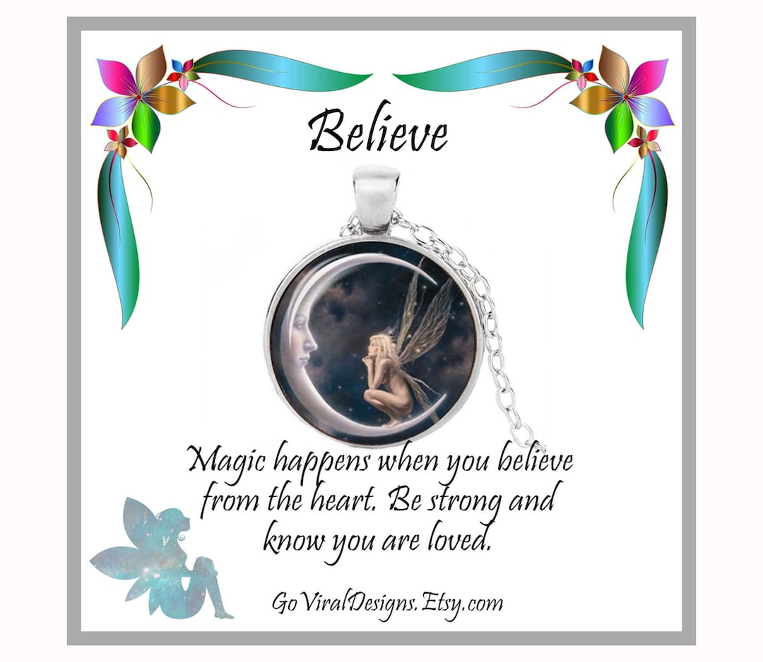 Believe in Fairies, Tinkerbell, Moon Fairy Necklace, Peter Pan, Silver ...