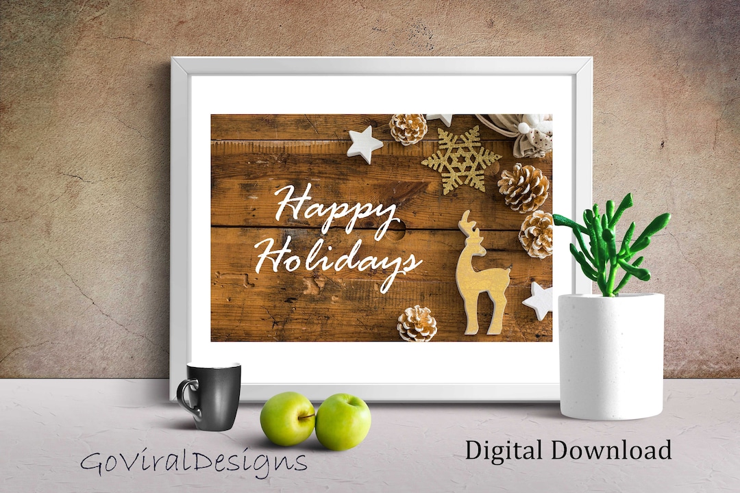 Printable Happy Holidays Wall Decor, Instant Download Print, Christmas ...