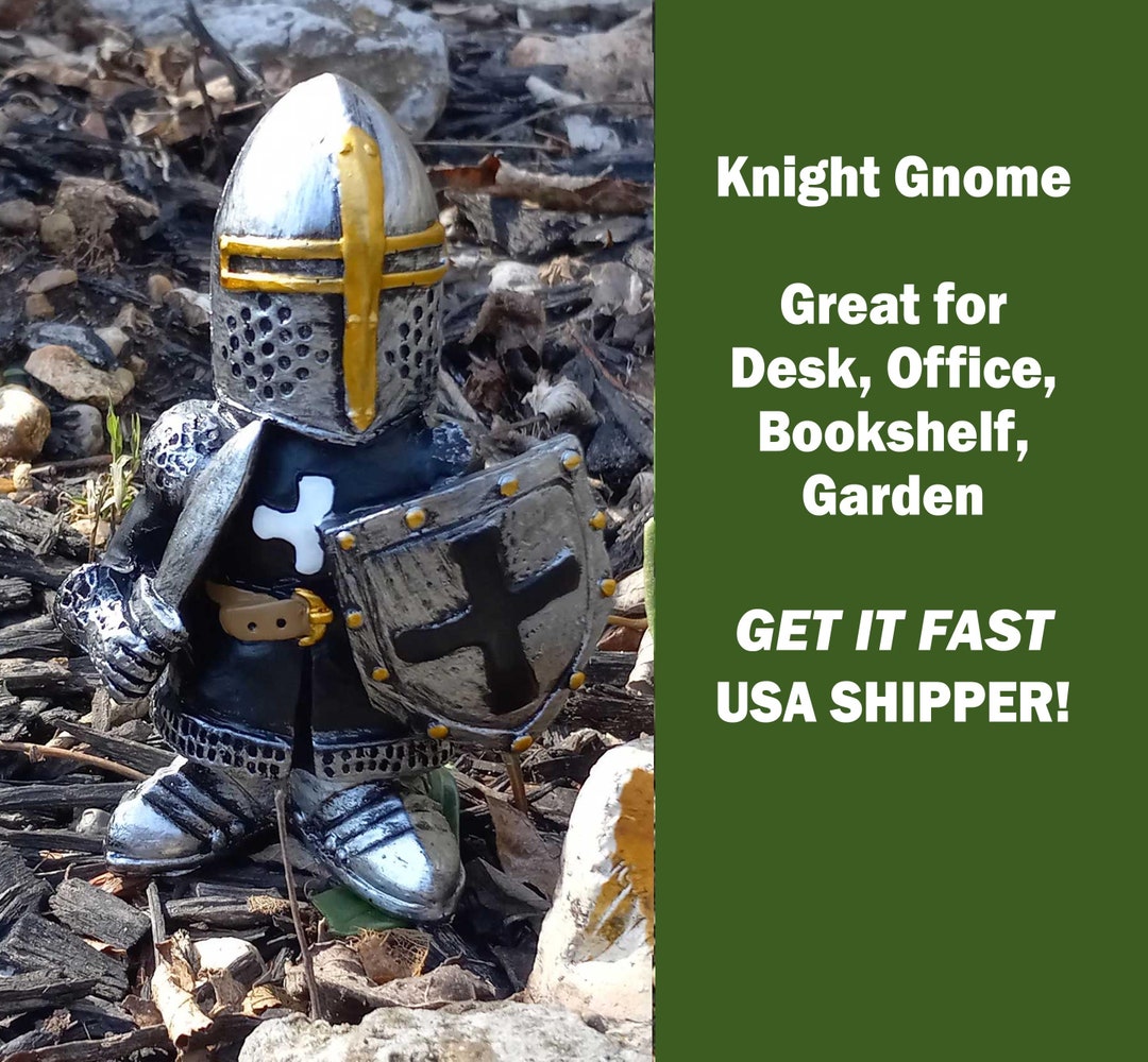 Knight Gnome Guard Statues Office Desk Decor Decoration Medieval ...