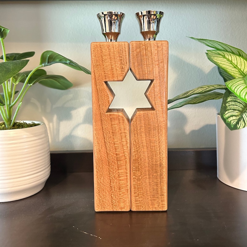 Wood Shabbat Candlesticks - Etsy