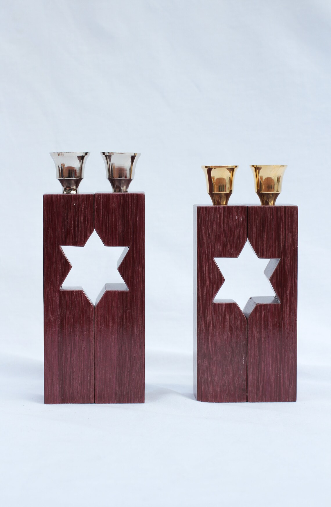 Purple Heart Wood Shabbat Candlesticks - Etsy