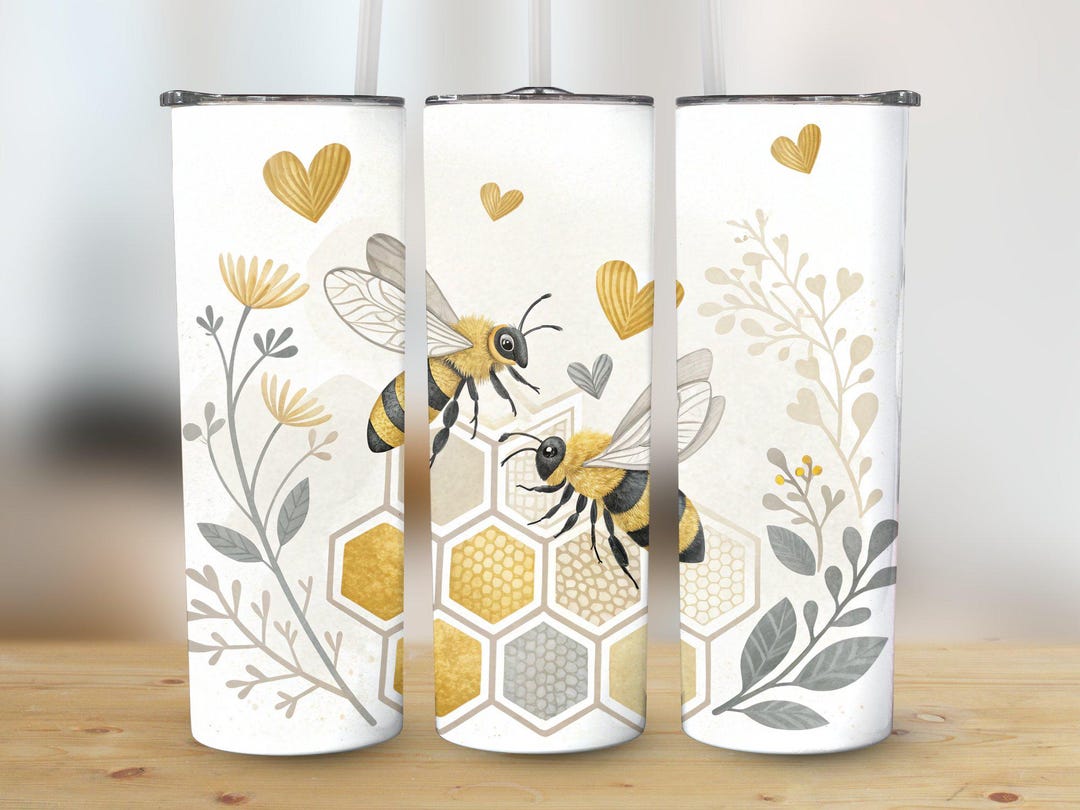 Cute Bee and Honeycomb Digital Tumbler Wrap, 20 Oz Bumblebee Tumbler ...