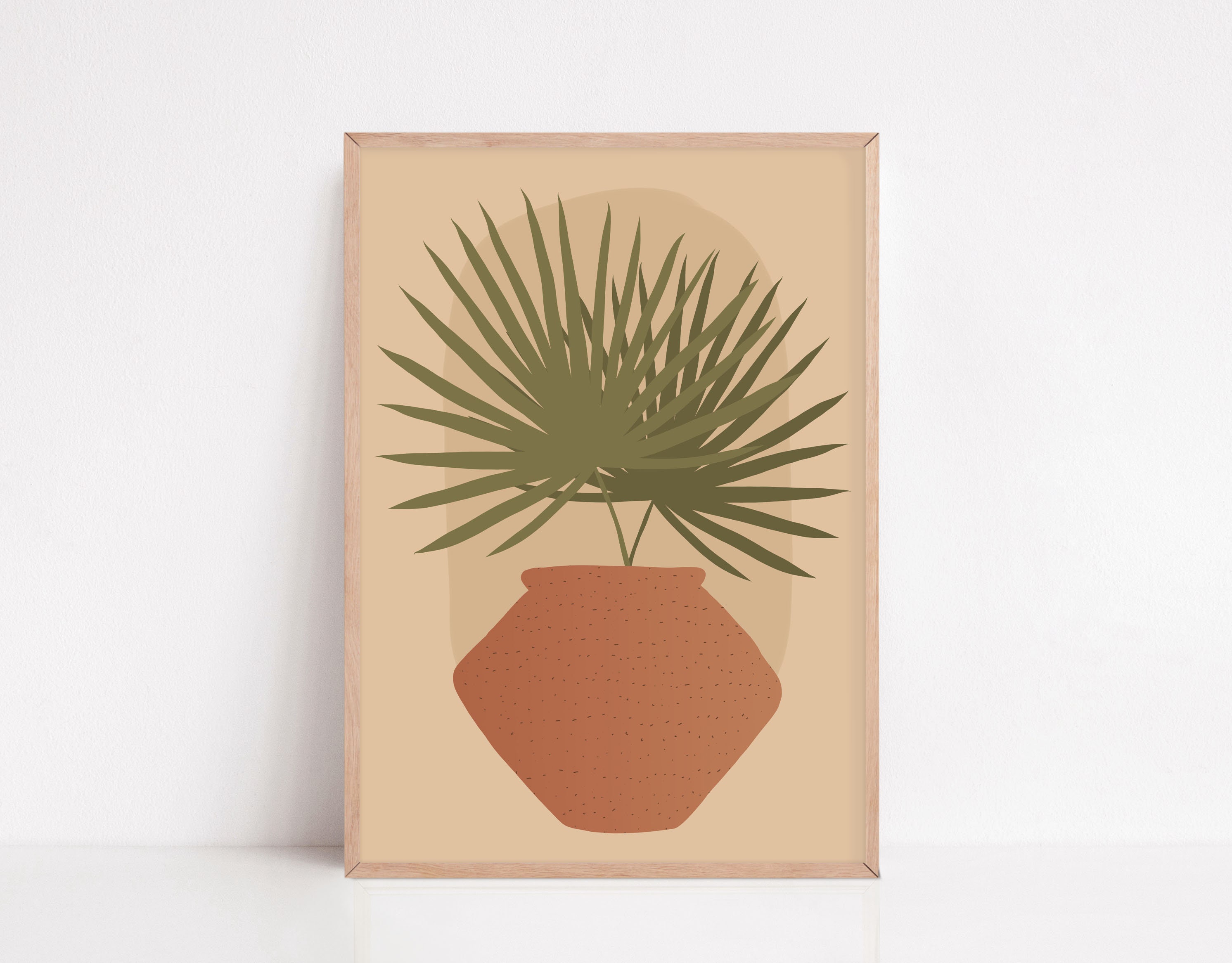 Vase Wall Art Terracotta Print Tropical Leaf Print Boho Wall Art ...
