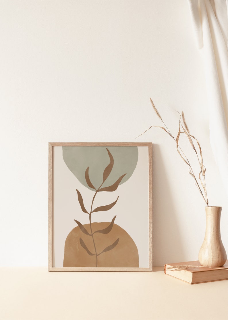 Abstract Plant Wall Art Botanical Leaves Wall Art Abstract Shape Art ...