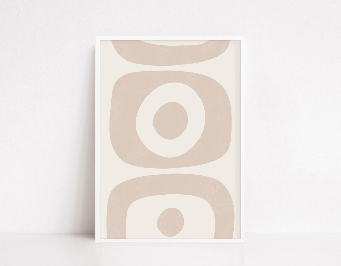 Mid Century Modern Wall Art Abstract Shape Print Beige Printable Art ...