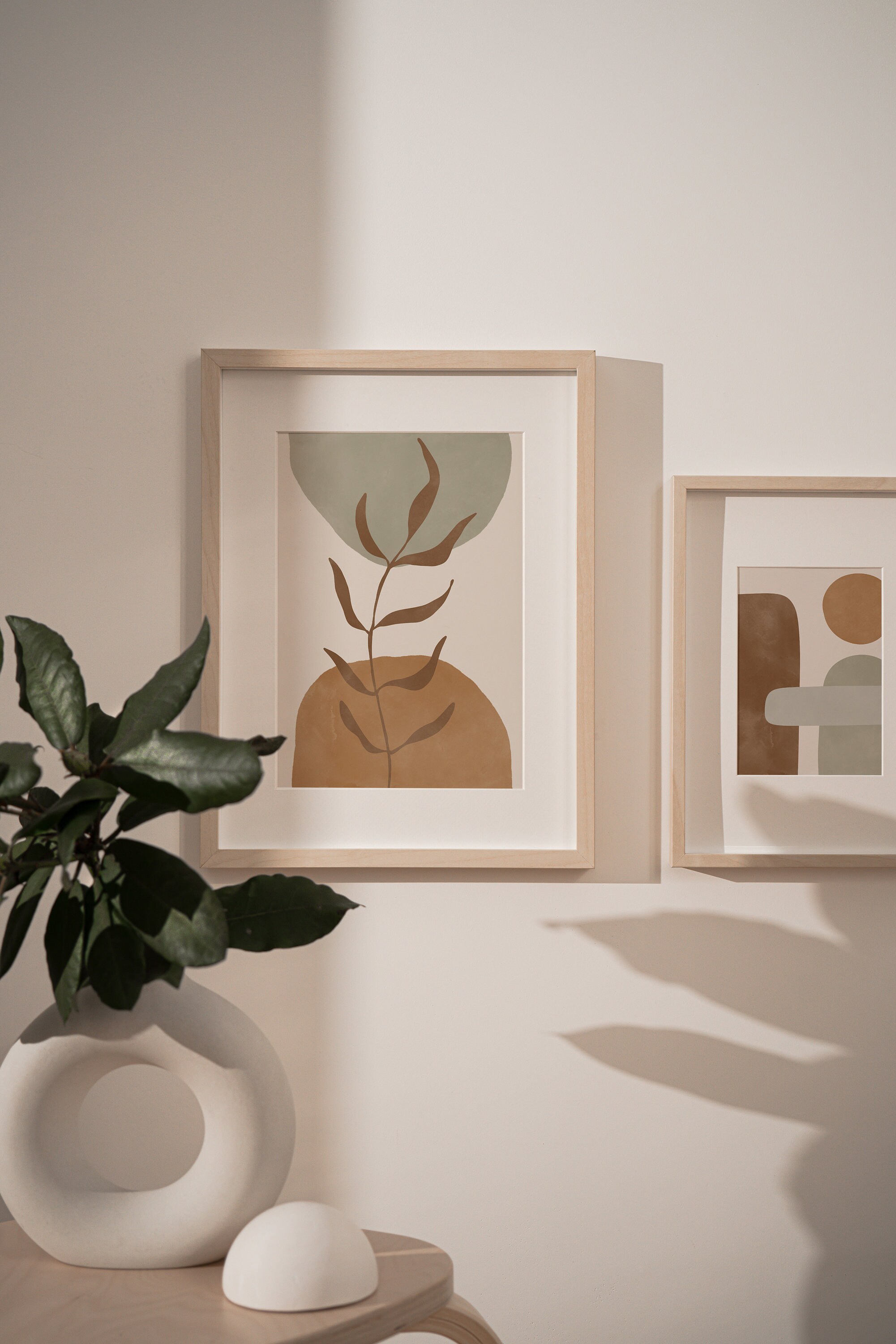 Abstract Plant Wall Art Botanical Leaves Wall Art Abstract Shape Art ...