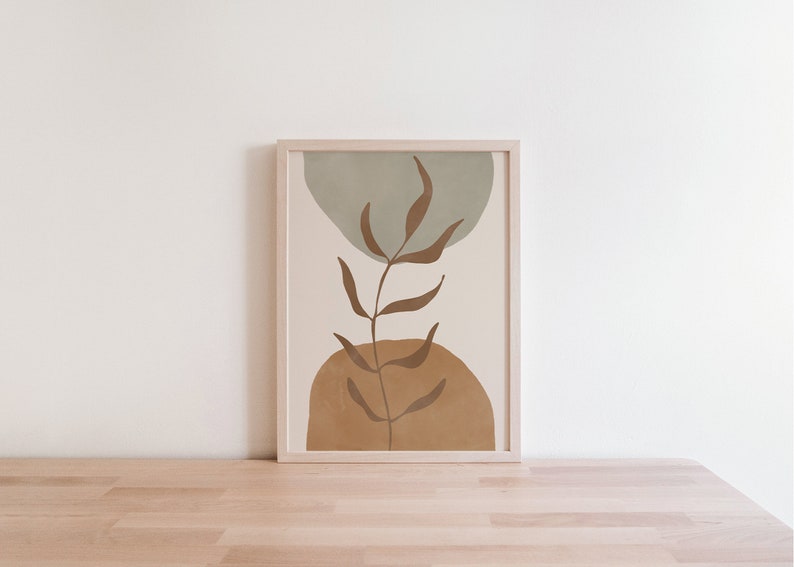 Abstract Plant Wall Art Botanical Leaves Wall Art Abstract Shape Art ...