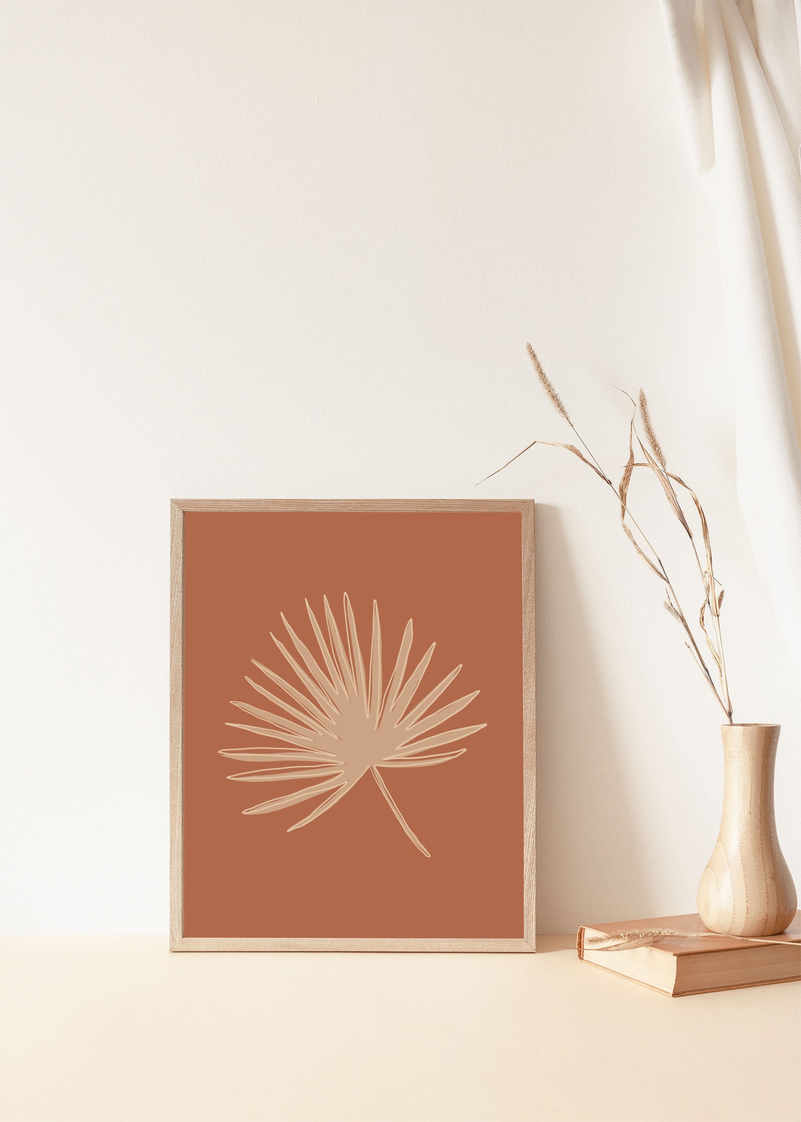 Tropical Leaf Wall Art Terracotta Print Fan Palm Print Boho Wall Art ...