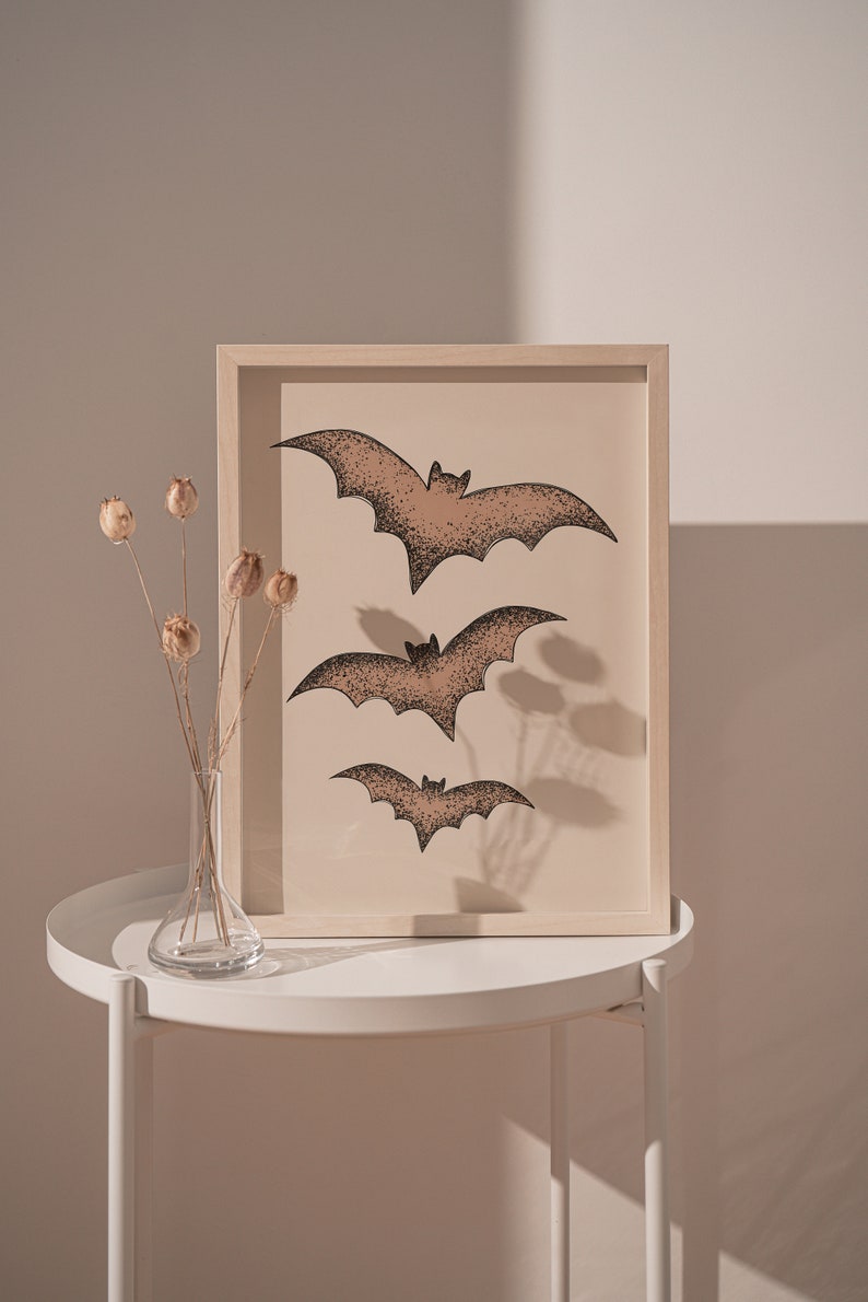 Halloween Bat Wall Art Bat Wall Art Halloween Art Print - Etsy