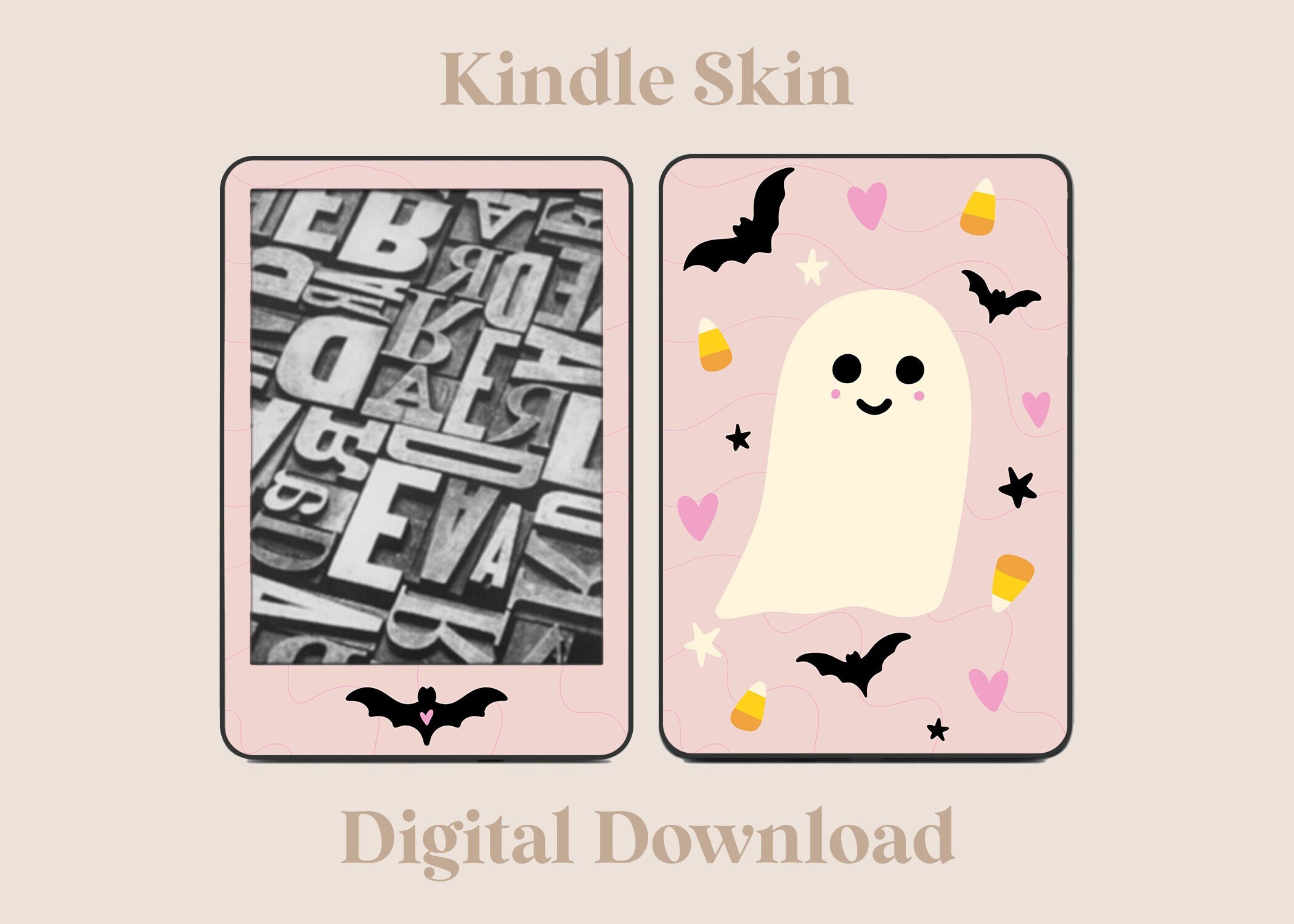 Halloween Ghost Kindle Decal Skin | Pink Kindle Skin | Digital Download ...
