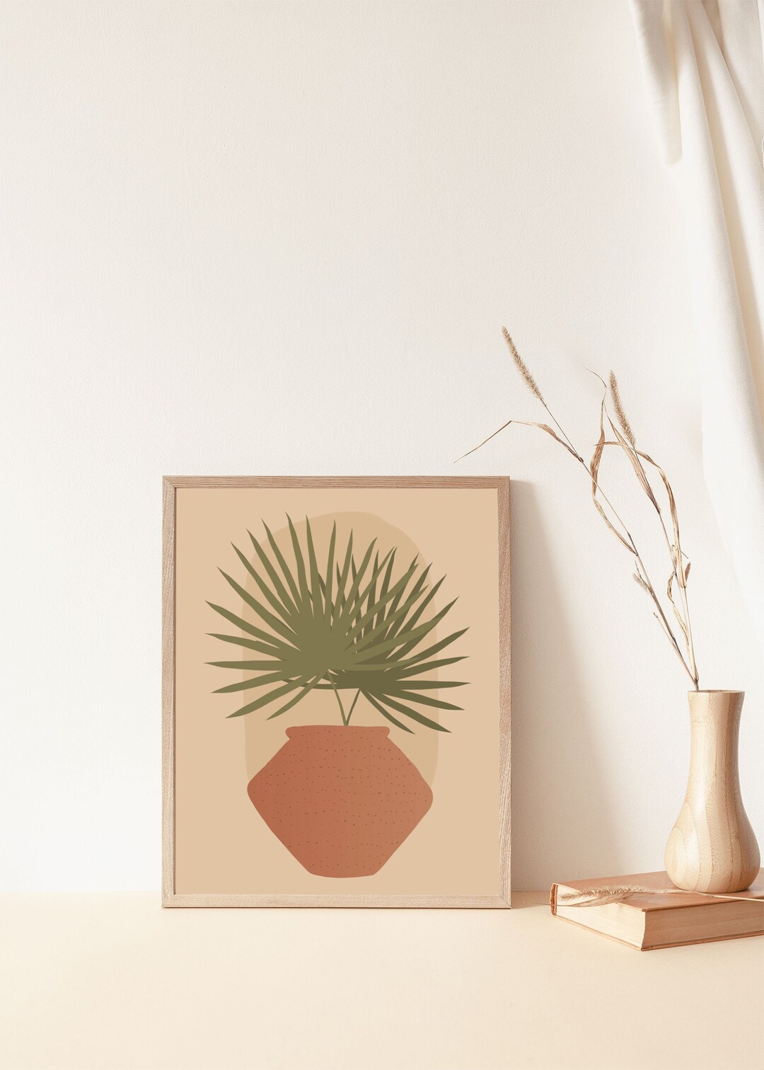 Vase Wall Art | Terracotta Print | Tropical Leaf Print | Boho Wall Art ...