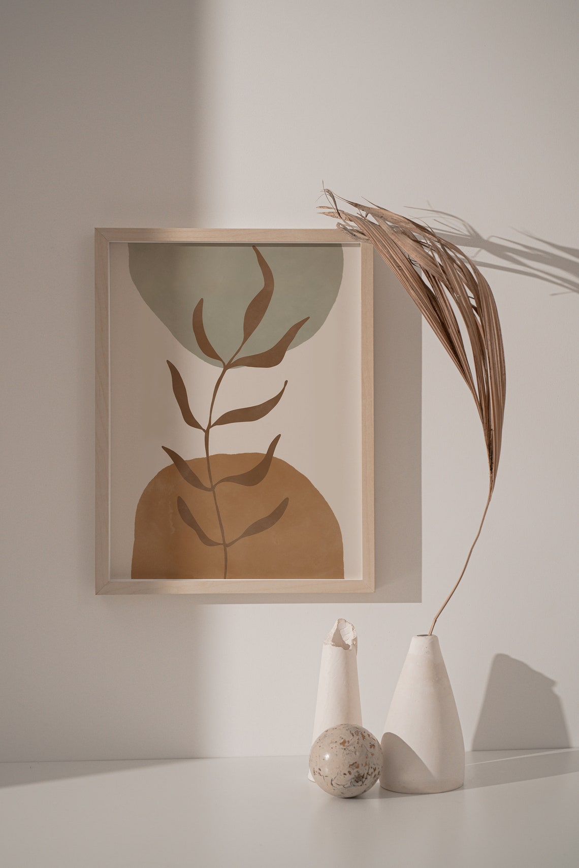 Abstract Plant Wall Art Botanical Leaves Wall Art Abstract Shape Art ...