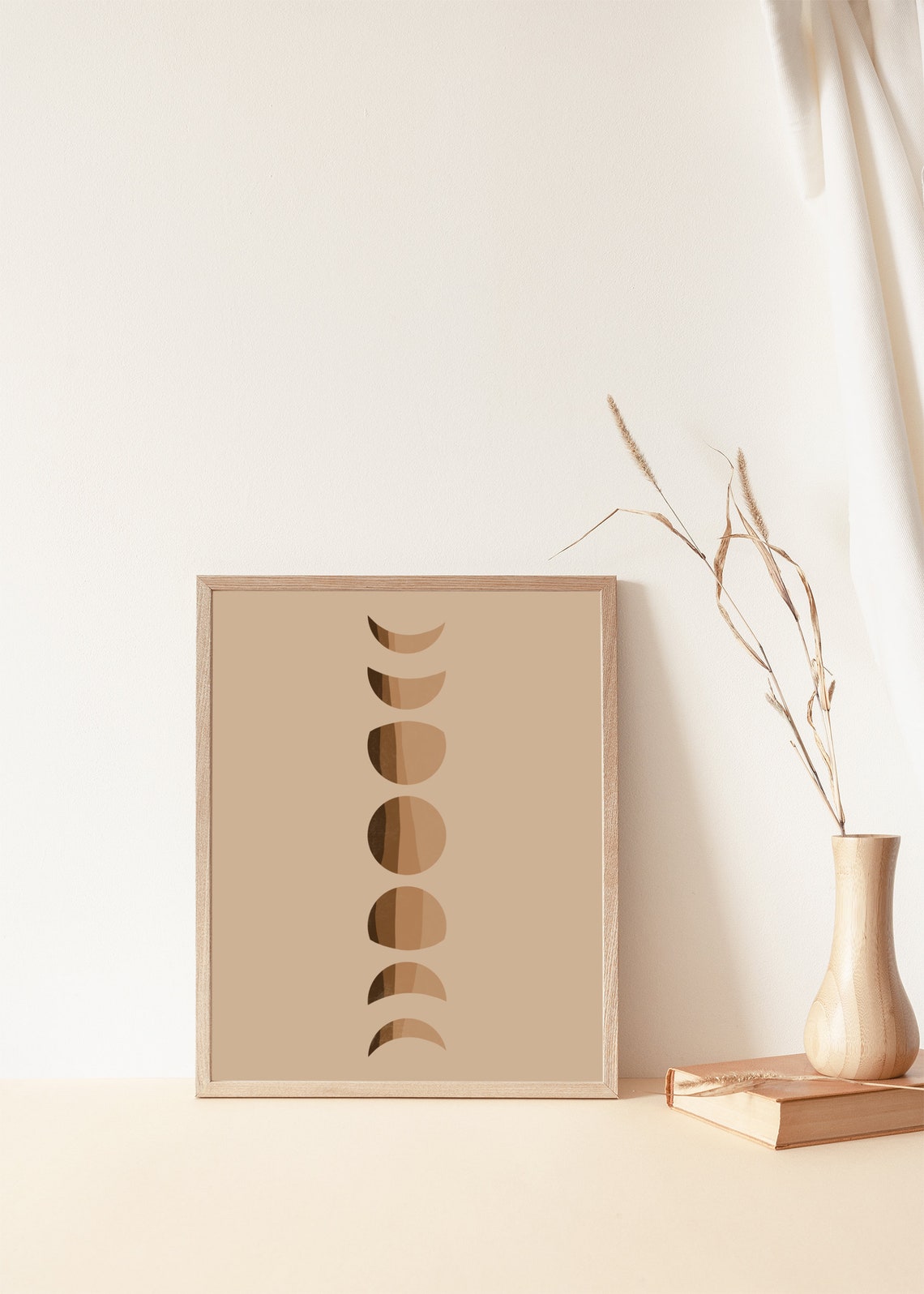 Moon Phases Wall Art Beige Moon Print Abstract Printable - Etsy
