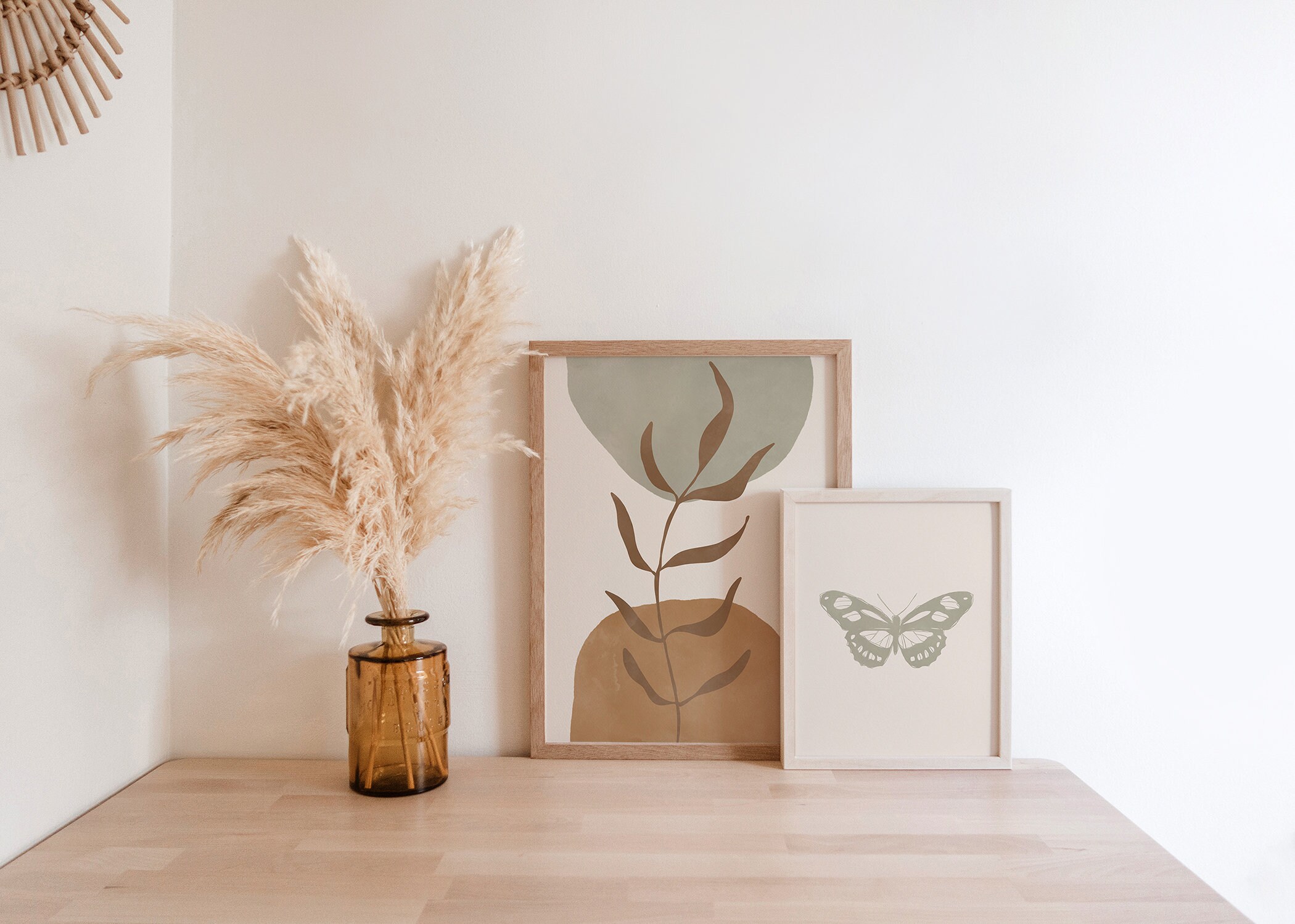 Abstract Plant Wall Art Botanical Leaves Wall Art Abstract Shape Art ...