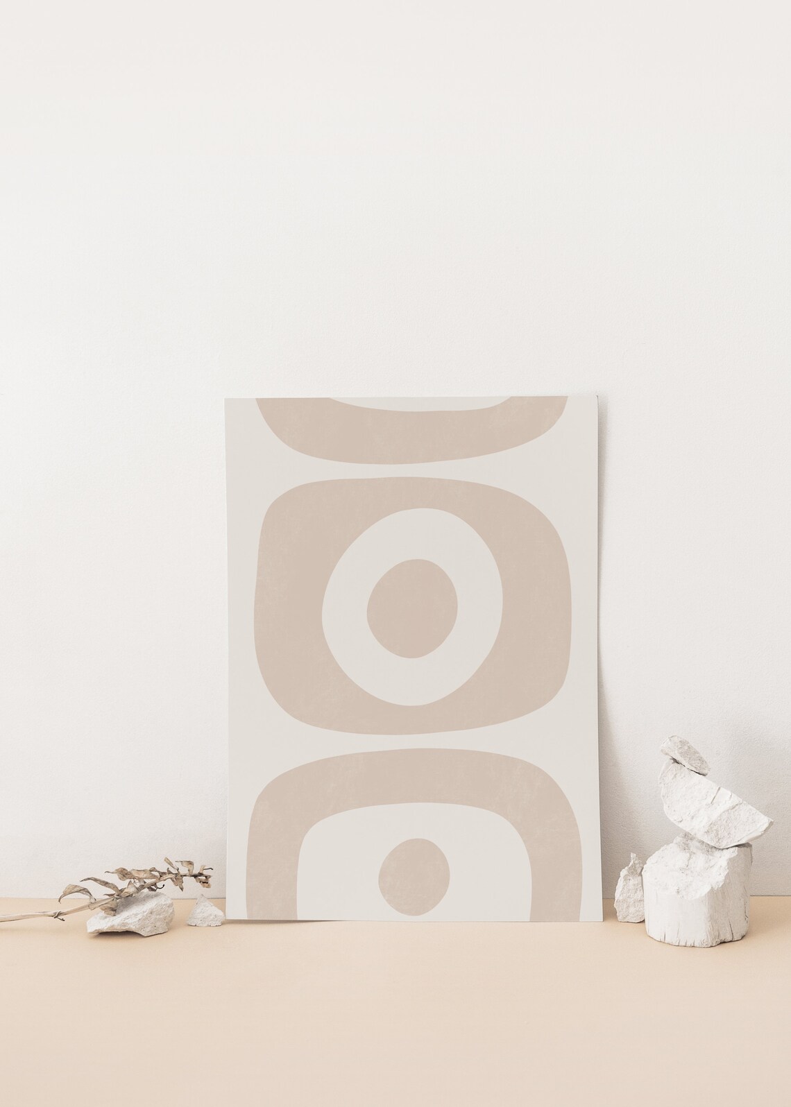 Mid Century Modern Wall Art Abstract Shape Print Beige Printable Art ...