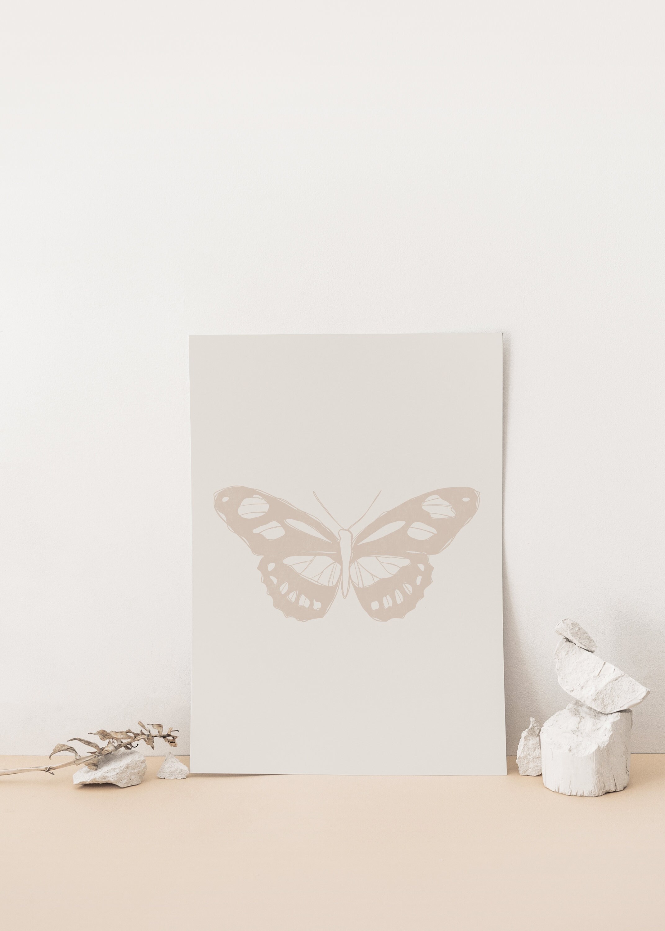Neutral Butterfly Art Line Art Print Abstract Printable | Etsy