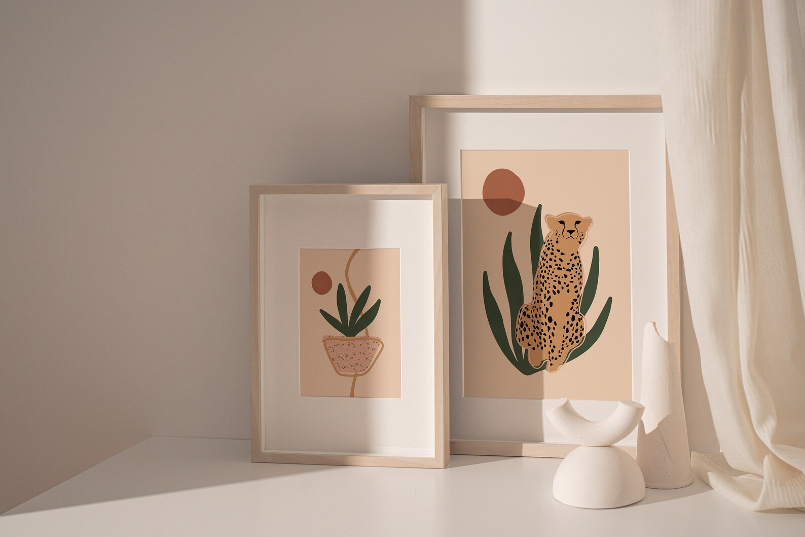 Cheetah Wall Art Boho Cheetah Art Print Botanical Art - Etsy